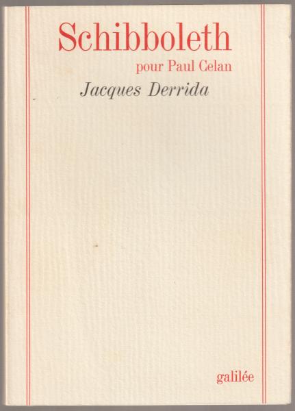Schibboleth : pour Paul Celan(Jacques Derrida) / 古本、中古本、古書籍の通販は「日本の古本屋」