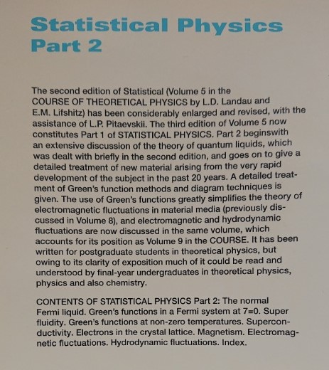 【物理学洋書】Statistical Physics Part2(E.M. Lifshitz/L.P. Pitaevskii) / 吉岡書店 / 古本、中古本、古書籍の通販は「日本の古本屋」