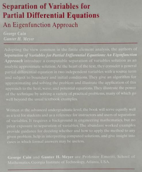 【数学洋書】Separation of Variables for Partial Differential Equations(George ...