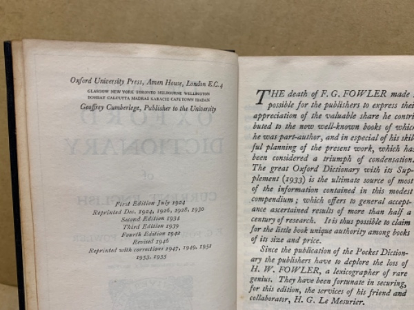 The Pocket Oxford Dictionary of Current English(F.G. FOWLER & H.W ...